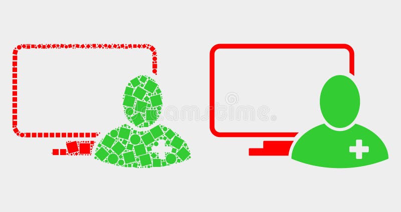 Dot and Flat Vector Computer Doctor Icon Stock Vector - Illustration of ...