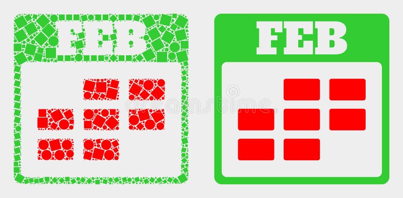 Pixelated and Flat Vector February Calendar Icon Stock Vector ...
