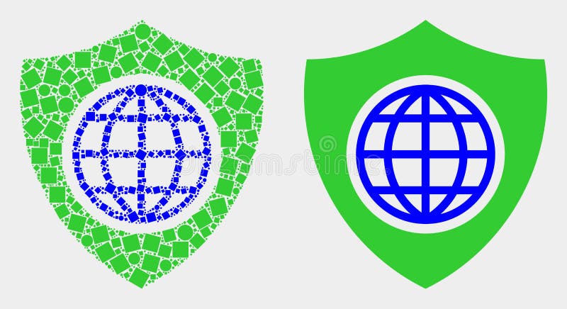 Dot and Flat Vector Global Shield Icon Stock Vector - Illustration of ...