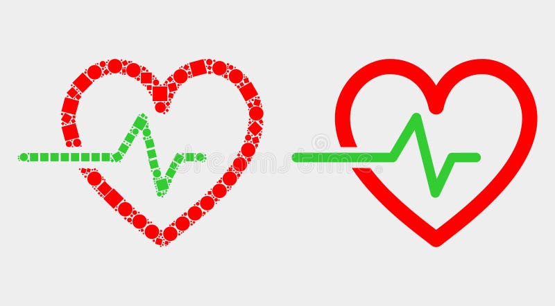 Dotted and Flat Vector Heart Pulse Icon Stock Vector - Illustration of ...