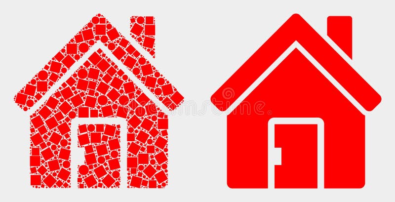 Dotted and Flat Vector Home Icon Stock Vector - Illustration of living ...