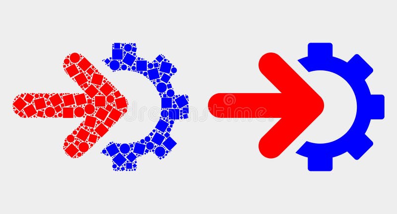 Vector Integration Gears Icon and Scratched Link Seal Stock Vector ...