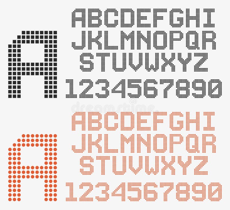Dotted Font in Retro Style, Rounded and Pixeled Alphabet Stock Vector ...