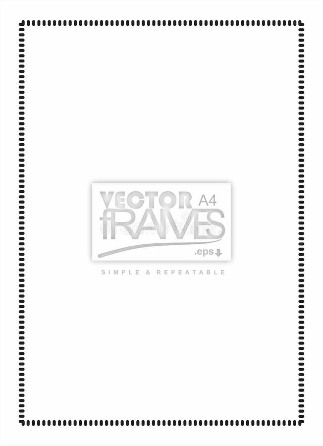 Dotted Frame Design Vector. Black Dotes Border Design. Rectangular. A4 ...