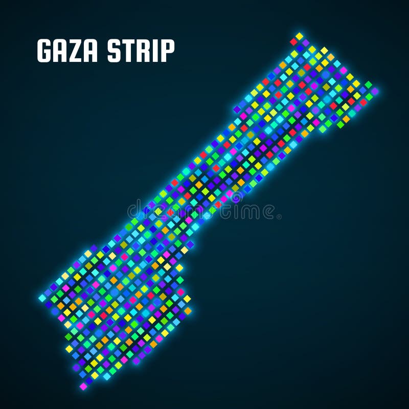 Dotted Gaza Strip Map Glowing Style Stock Vector - Illustration of ...