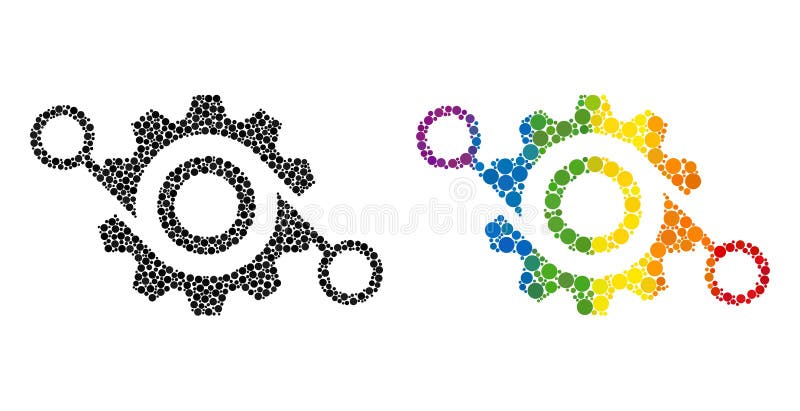 Dotted Gear Project Composition Icon of Spectrum Round Dots Stock ...