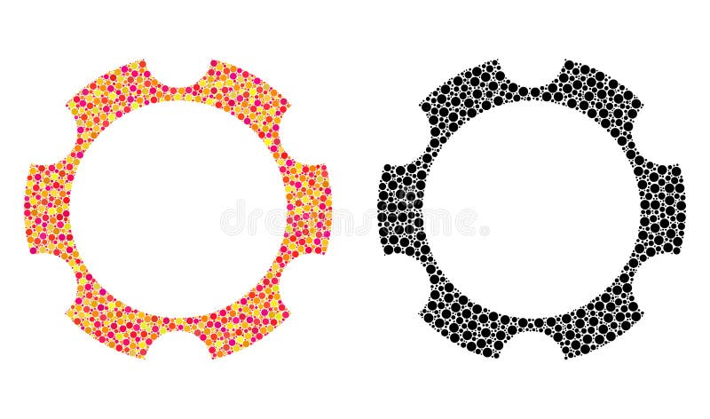 Dotted Gear Wheel Mosaic Icons Stock Vector - Illustration of config ...