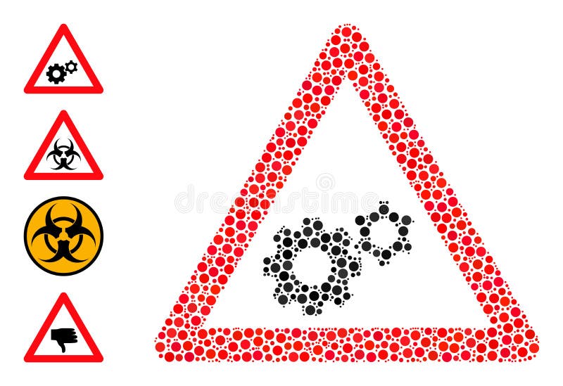 Dotted Gears Warning Composition of Round Dots and Similar Icons Stock ...