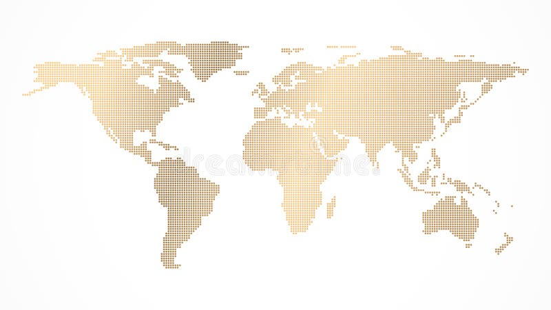 Dotted Golden World Map Vector Illustration Isolated on a White ...