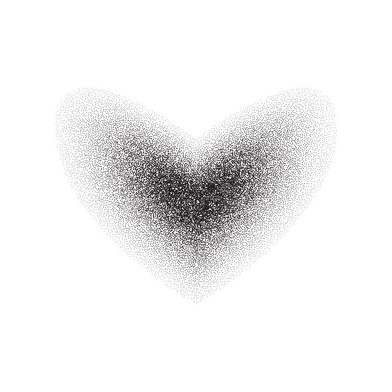 Dotted Grain Heart. Black Stipple Core Shape. Noise Sand Texture Heart ...