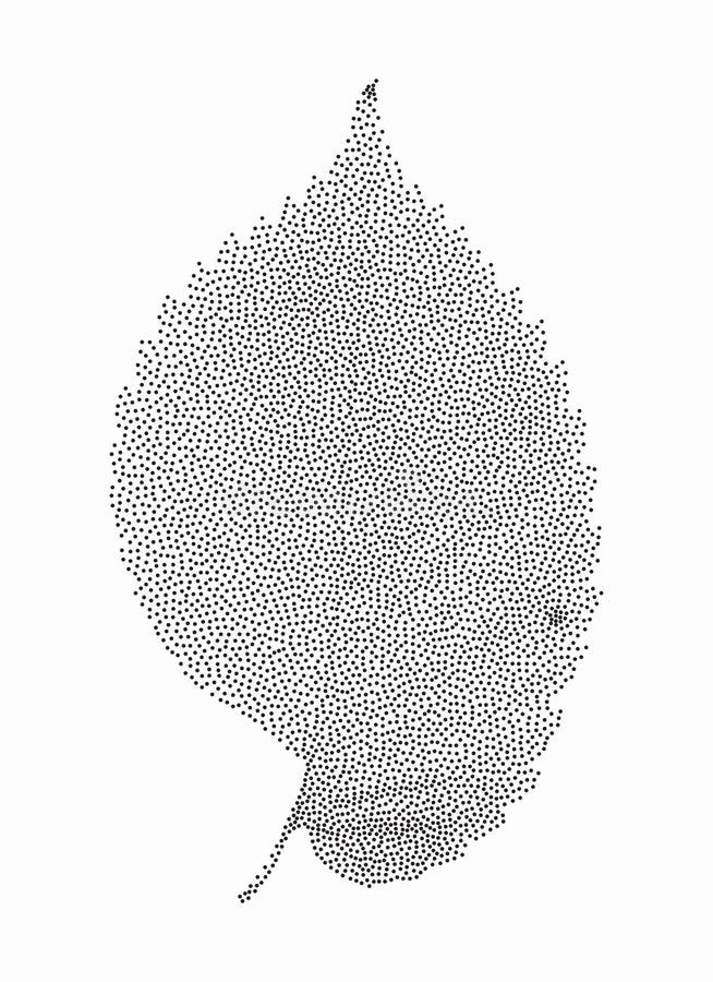Dotted Grainy Hornbeam Leaf. Monochrome Stipple Cut Out Textured Tree ...