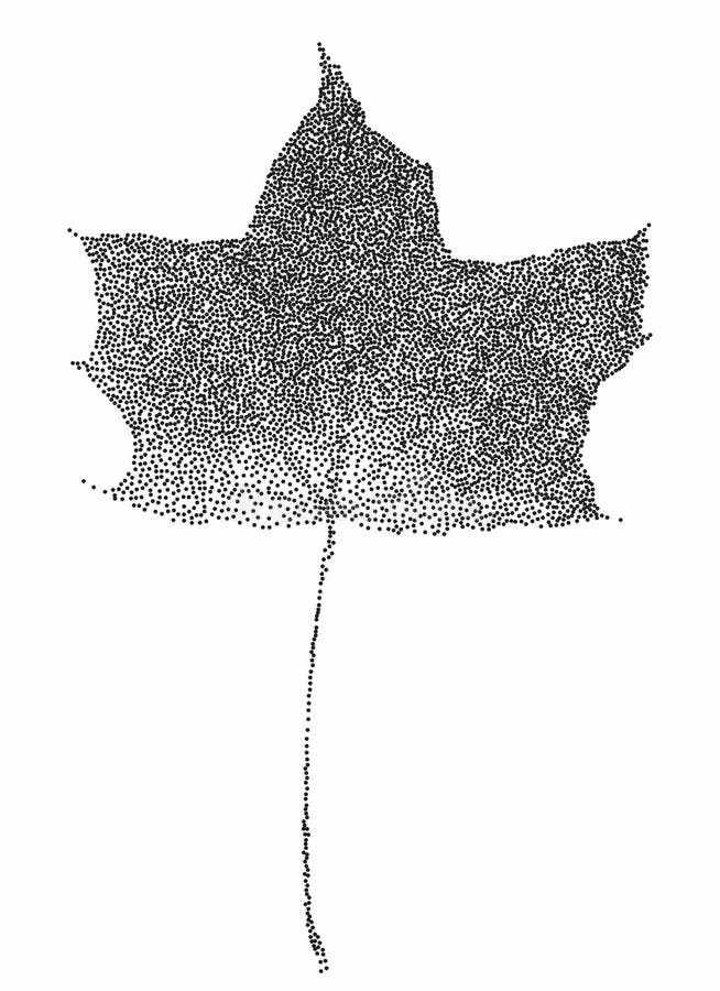 Dotted Grainy Maple Leaf. Vector Monochrome Stipple Cut Out Textured ...