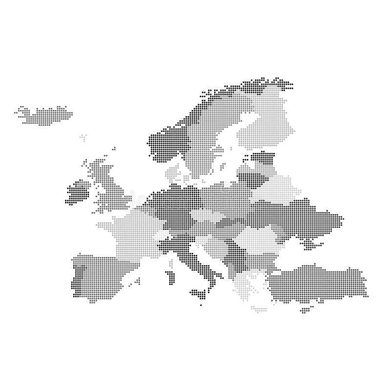 Dotted Grey Europe Map Flat Vector Illustration. Countries are Signed ...