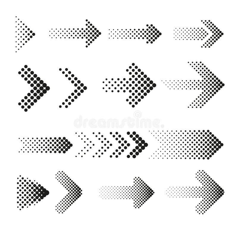 Dotted Halftone Arrows Vector Set Stock Vector - Illustration of point ... Dotted Halftone Arrows Vector Set Stock Vector - Illustration of point ...