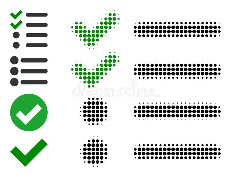 Dotted Halftone Check List Icon and Original Icons Stock Vector ...