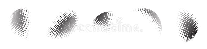 Dotted Halftone 3D Sphere. Perspective Halftone Gradient Texture Globe ...