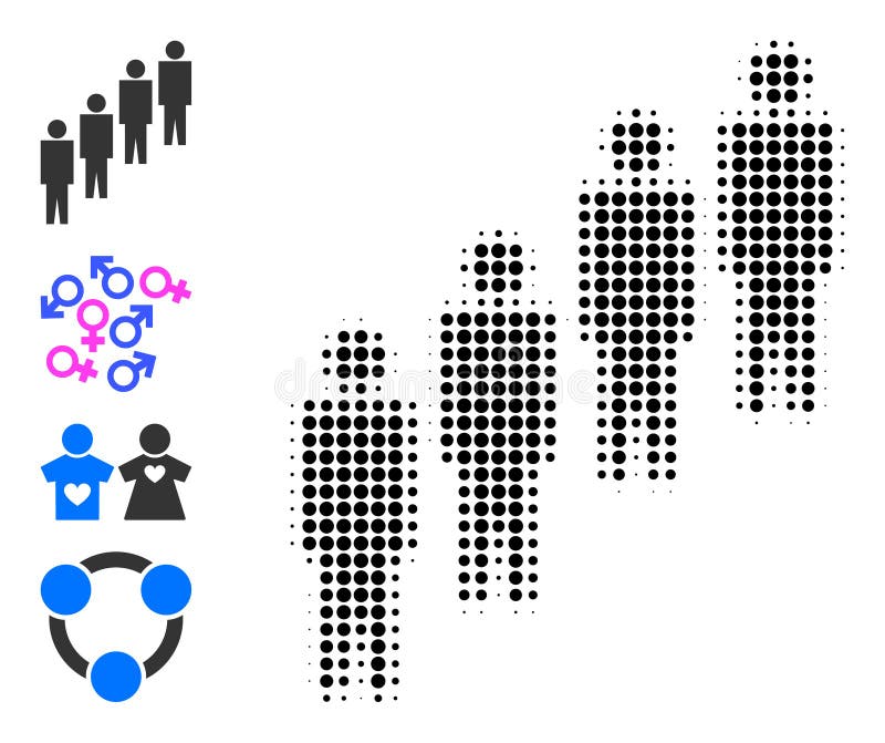 Dotted Halftone People Queue Icon and Original Icons Stock Vector ... Dotted Halftone People Queue Icon and Original Icons Stock Vector ...
