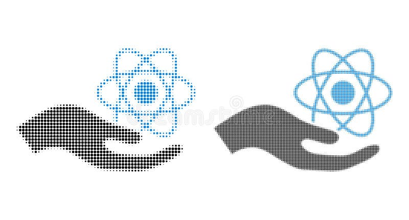 Dotted Halftone Quantum Service Hand Icon Stock Vector - Illustration ...