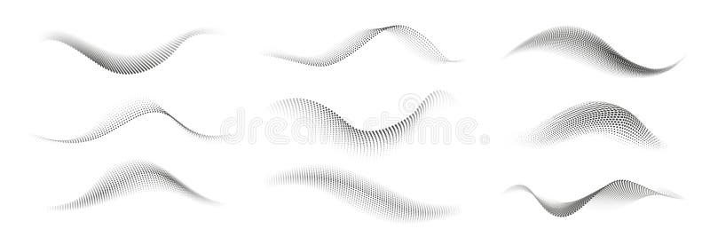 Dotted Halftone Waves. Twisted Wavy Line with Dotted Point Texture and ...