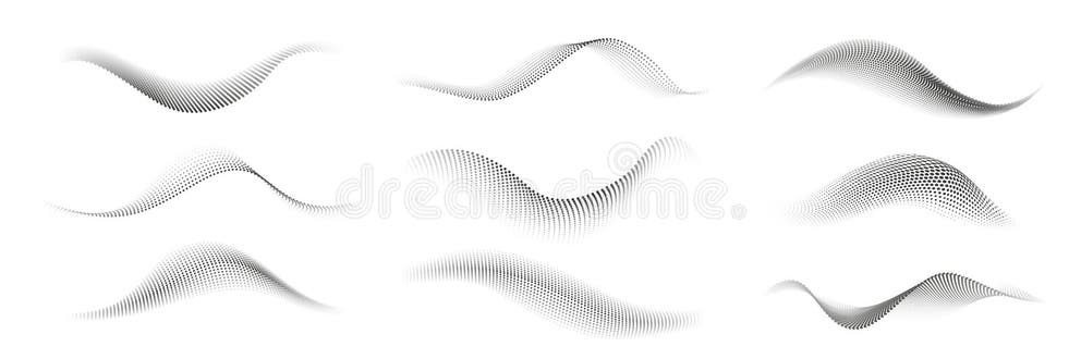 Dotted Halftone Waves. Twisted Wavy Line with Dotted Point Texture and ...
