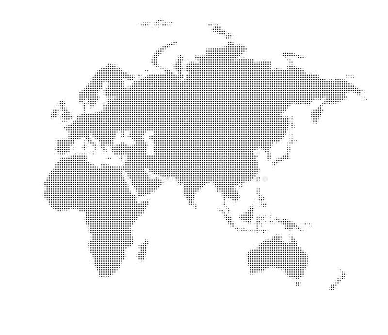 Dotted Halftone World Map Dot Global. Continents of the Entire Globe ...