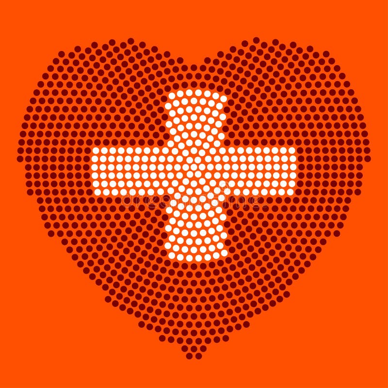 Dotted Heart with White Cross in Its Interior. Stock Vector ...