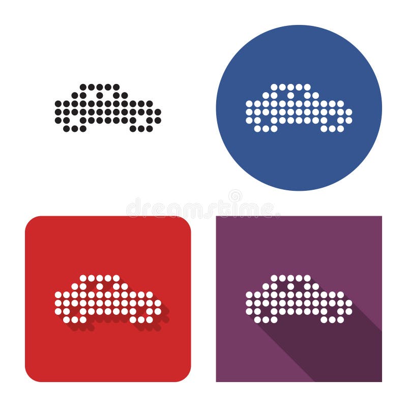 Dotted Icon of Car in Four Variants Stock Vector - Illustration of ...
