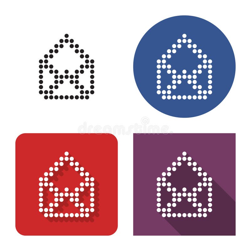 Dotted Icon of Open Empty Envelope in Four Variants Stock Vector ...