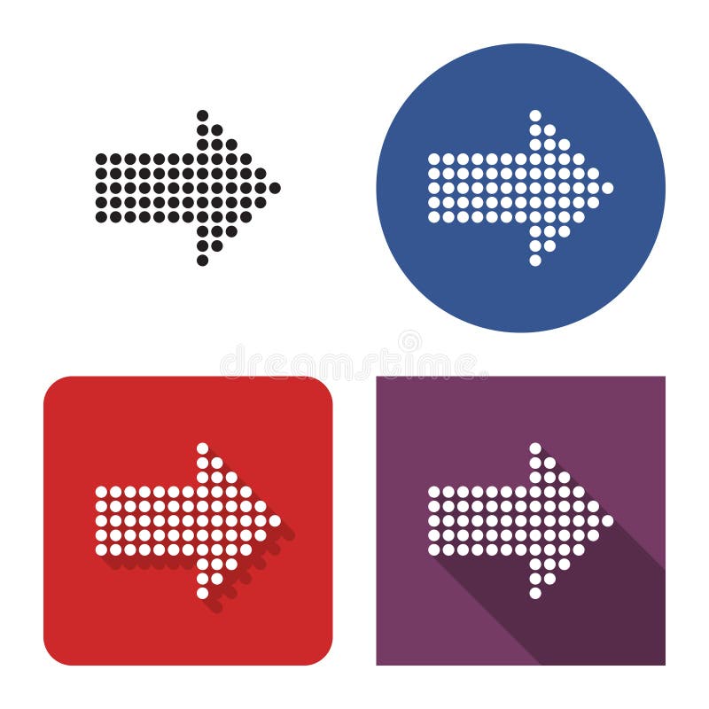 Dotted Icon of Right Direction Arrow in Four Variants Stock Vector ...