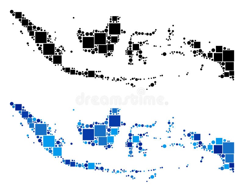 Dotted Indonesia Map with Blue Version Stock Vector - Illustration of ...