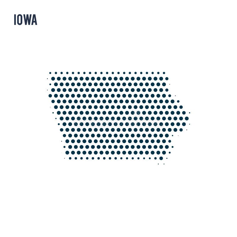 Dotted Iowa Map Isolated on White Background. Stock Illustration ...