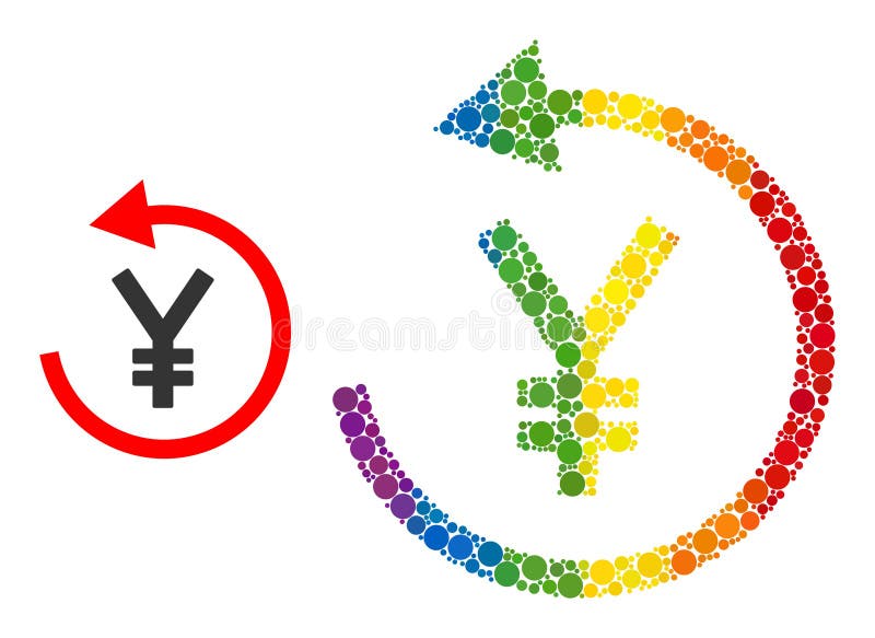 Dotted Japanese Yen Refund Composition Icon of Spectrum Spheric Dots ...