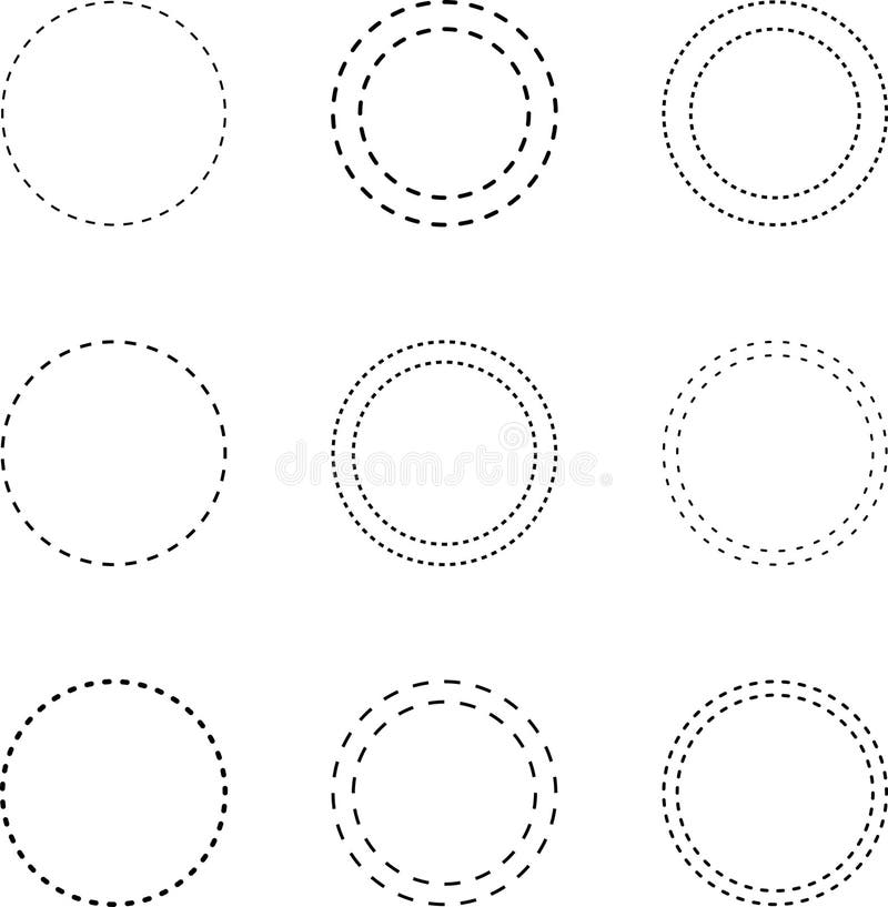 Dotted Line Circle Frame Vector. Dashed Outline Design of Border. Icon ...