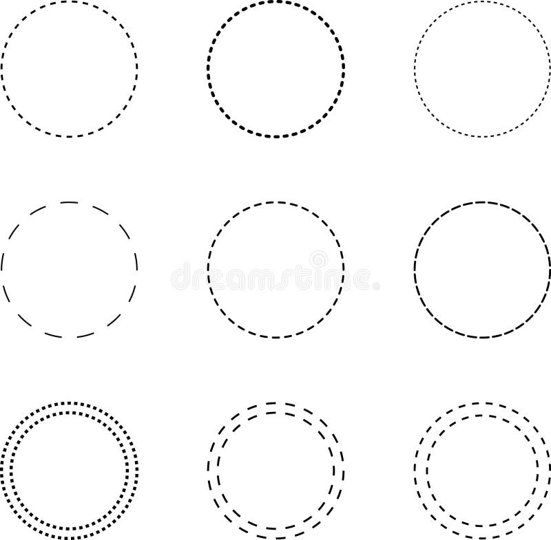 Dotted Line Circle Frame Vector. Dashed Outline Design of Border. Icon ...
