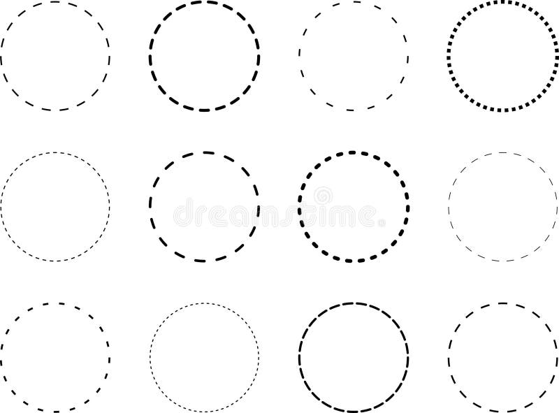 Dotted Line Circle Frame Vector. Dashed Outline Design of Border. Icon ...