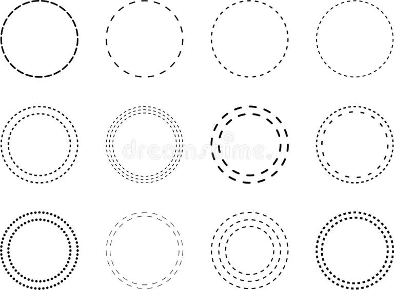 Dotted Line Circle Frame Vector. Dashed Outline Design of Border. Icon ...