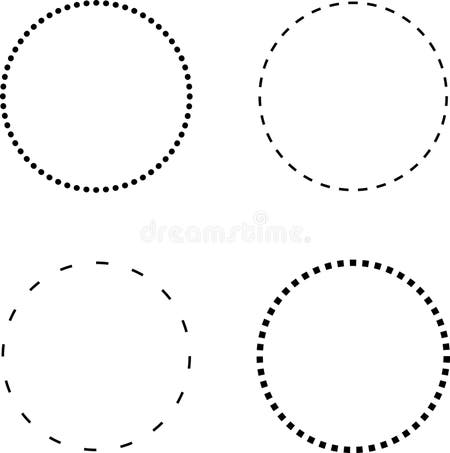 Dotted Line Circle Frame Vector. Dashed Outline Design of Border. Icon ...