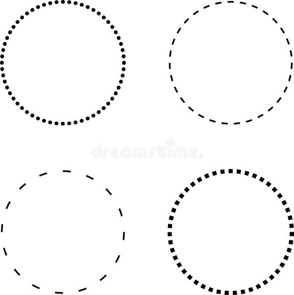 Dotted Line Circle Frame Vector. Dashed Outline Design of Border. Icon ...
