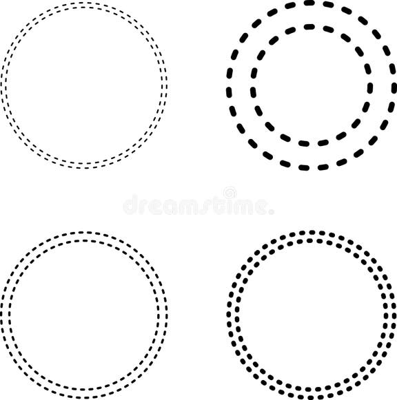 Dotted Line Circle Frame Vector. Dashed Outline Design of Border. Icon ...