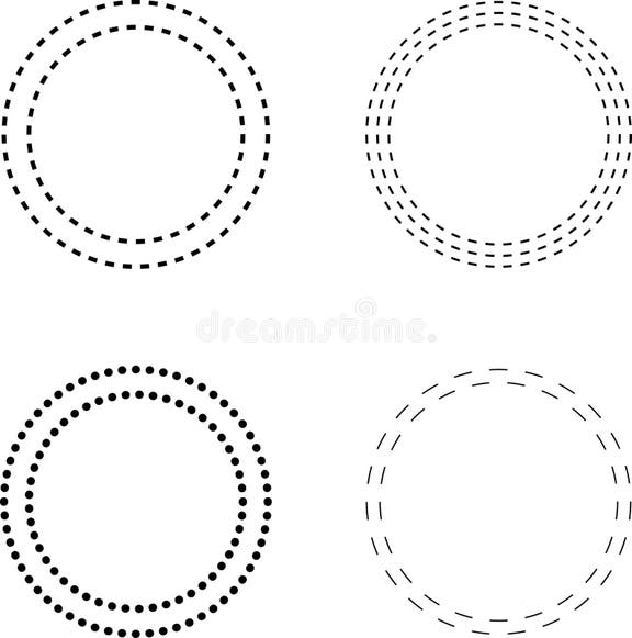 Dotted Line Circle Frame Vector. Dashed Outline Design of Border. Icon ...