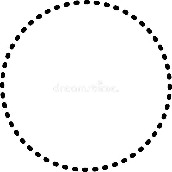 Dotted Line Circle Frame Vector. Dashed Outline Design of Border. Icon ...