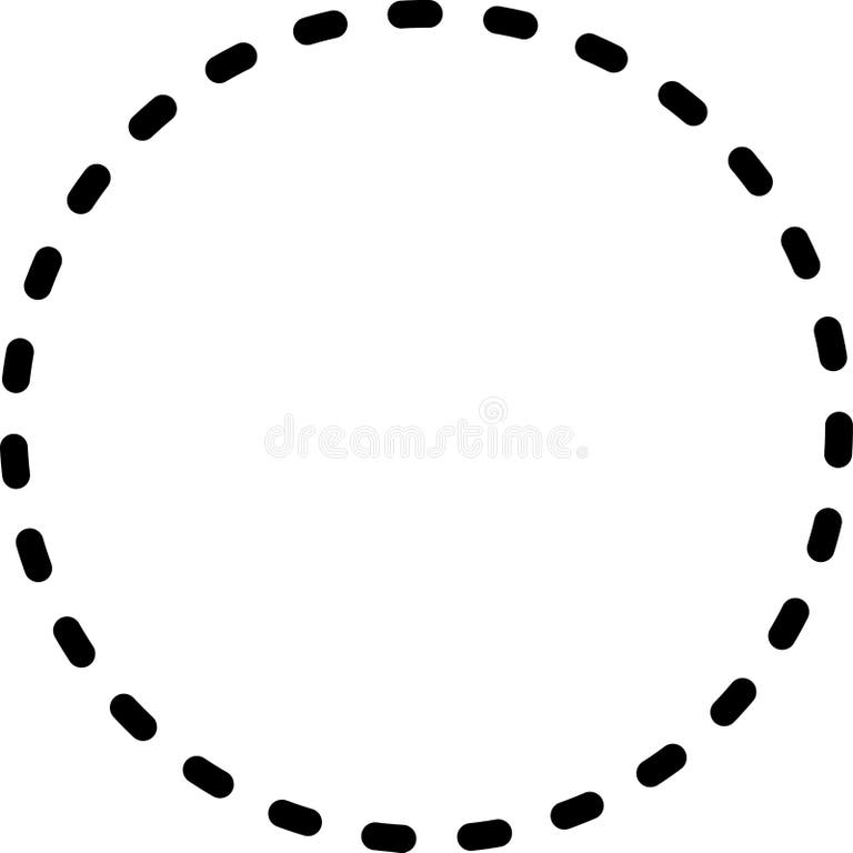 Dotted Line Circle Frame Vector. Dashed Outline Design of Border. Icon ...