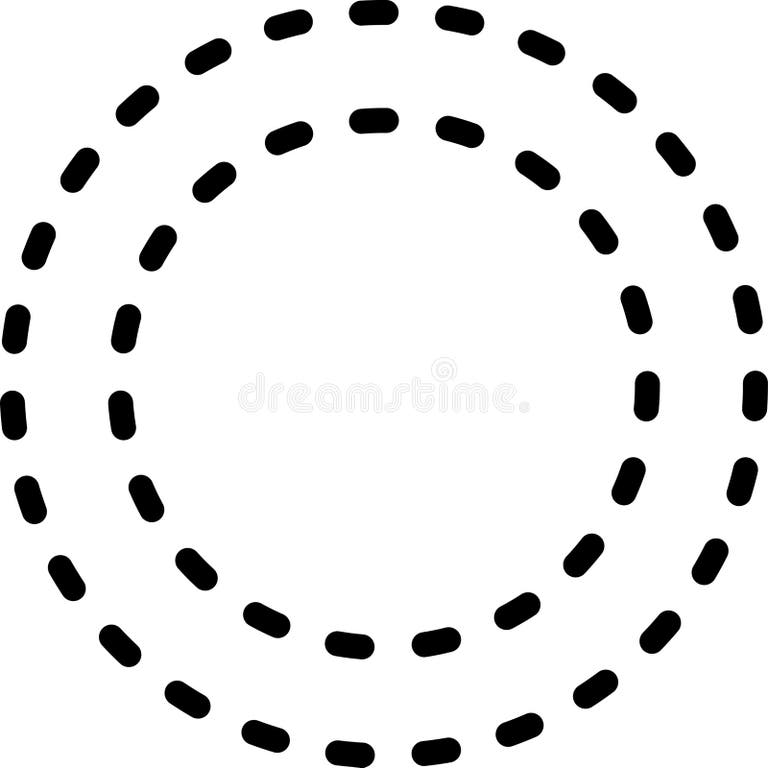 Dotted Line Circle Frame Vector. Dashed Outline Design of Border. Icon ...