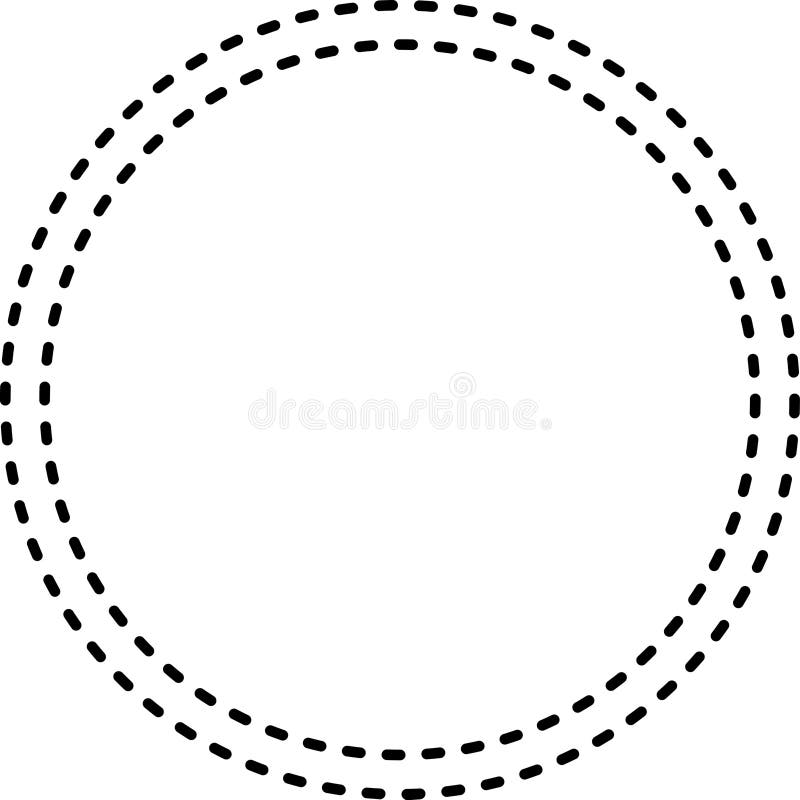Dotted Line Circle Frame Vector. Dashed Outline Design of Border. Icon ...