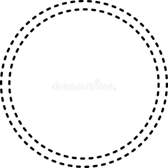 Dotted Line Circle Frame Vector. Dashed Outline Design of Border. Icon ...
