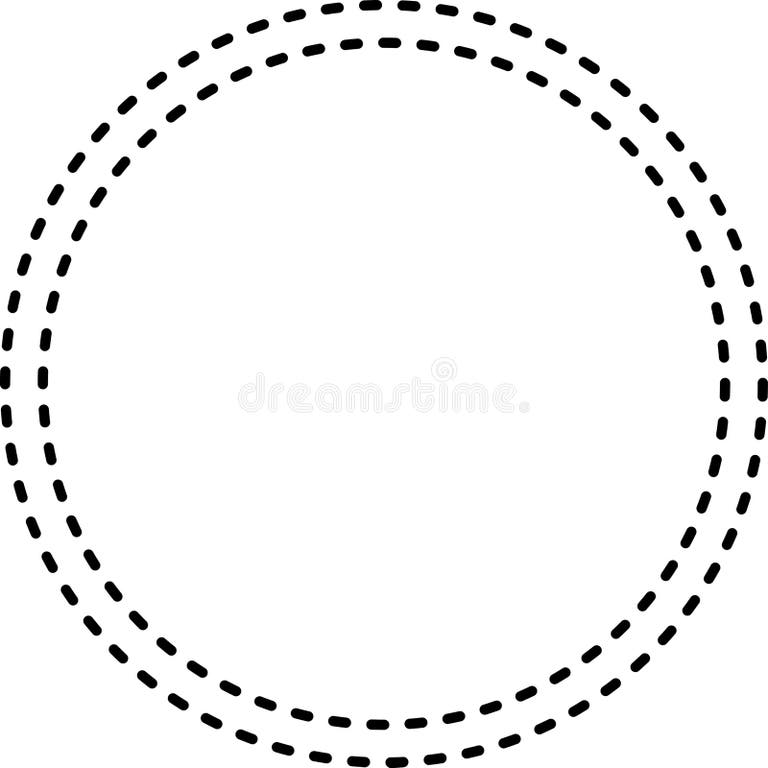 Dotted Line Circle Frame Vector. Dashed Outline Design of Border. Icon ...