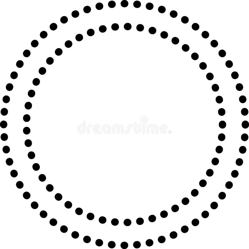 Dotted Line Circle Frame Vector. Dashed Outline Design of Border. Icon ...
