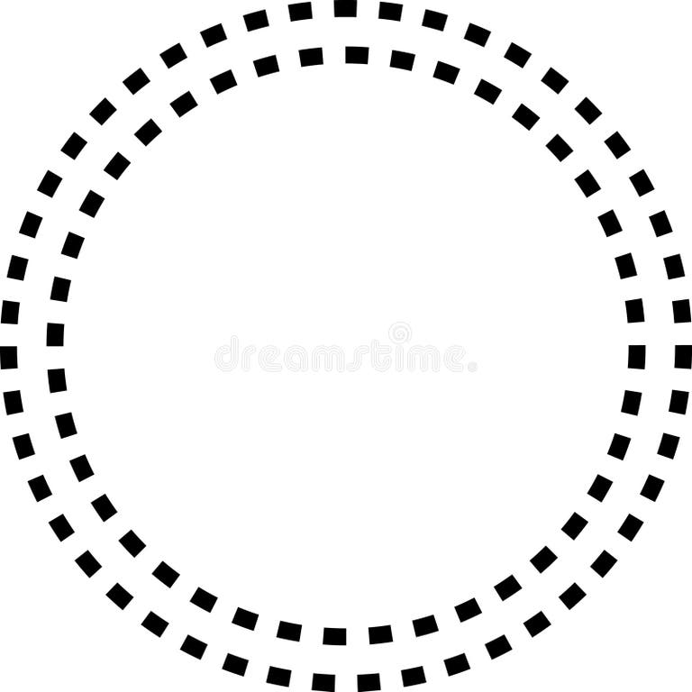 Dotted Line Circle Frame Vector. Dashed Outline Design of Border. Icon ...