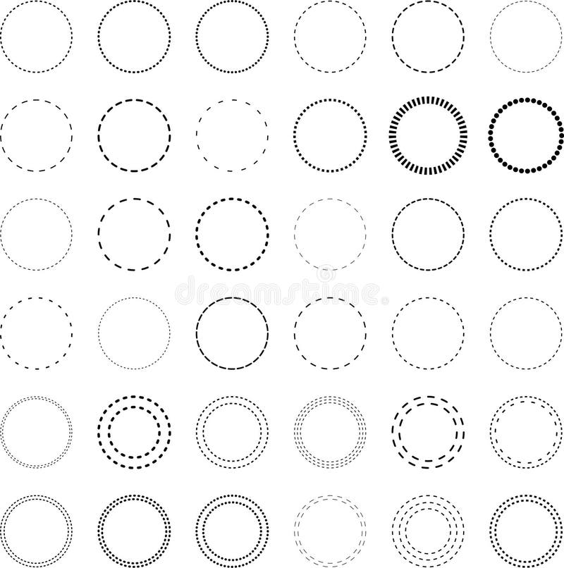 Dotted Line Circle Frame Vector. Dashed Outline Design of Border. Icon ...