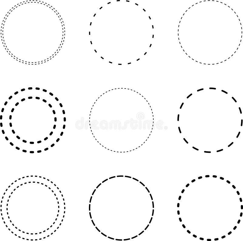 Dotted Line Circle Frame Vector. Dashed Outline Design of Border. Icon ...